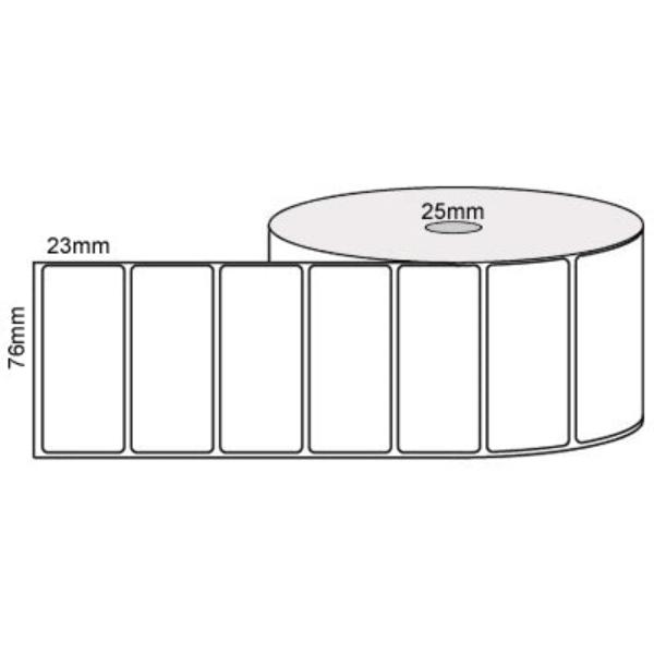 76mm x 23mm - White Thermal Transfer Labels, 2500 LPR Permanent Adhesi